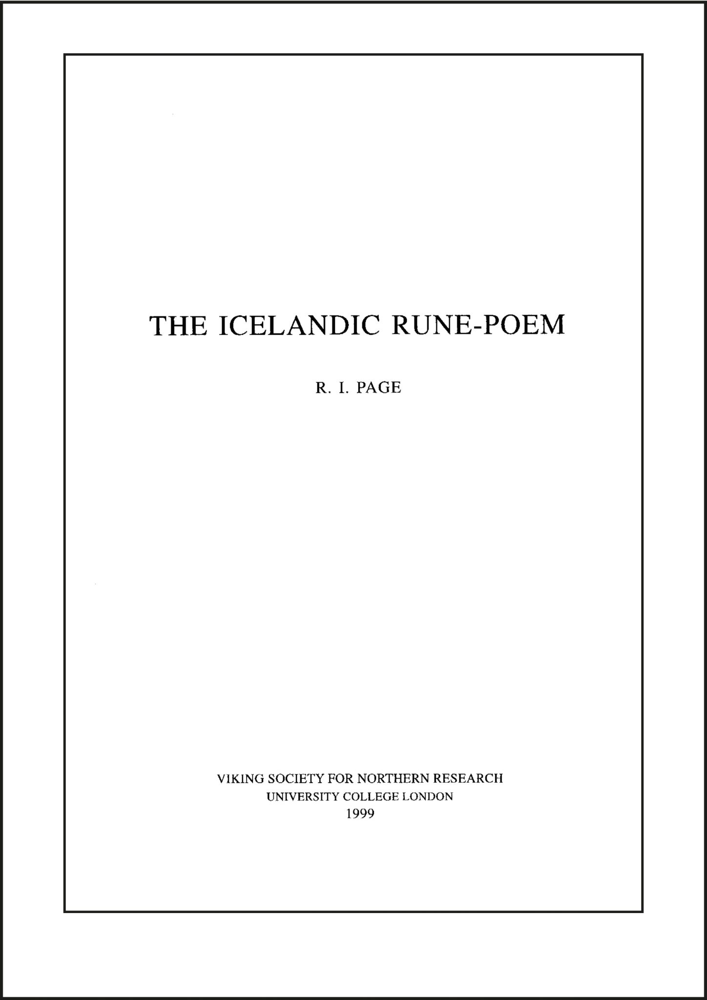 The Icelandic Rune-Poem - Viking Society for Northern Research