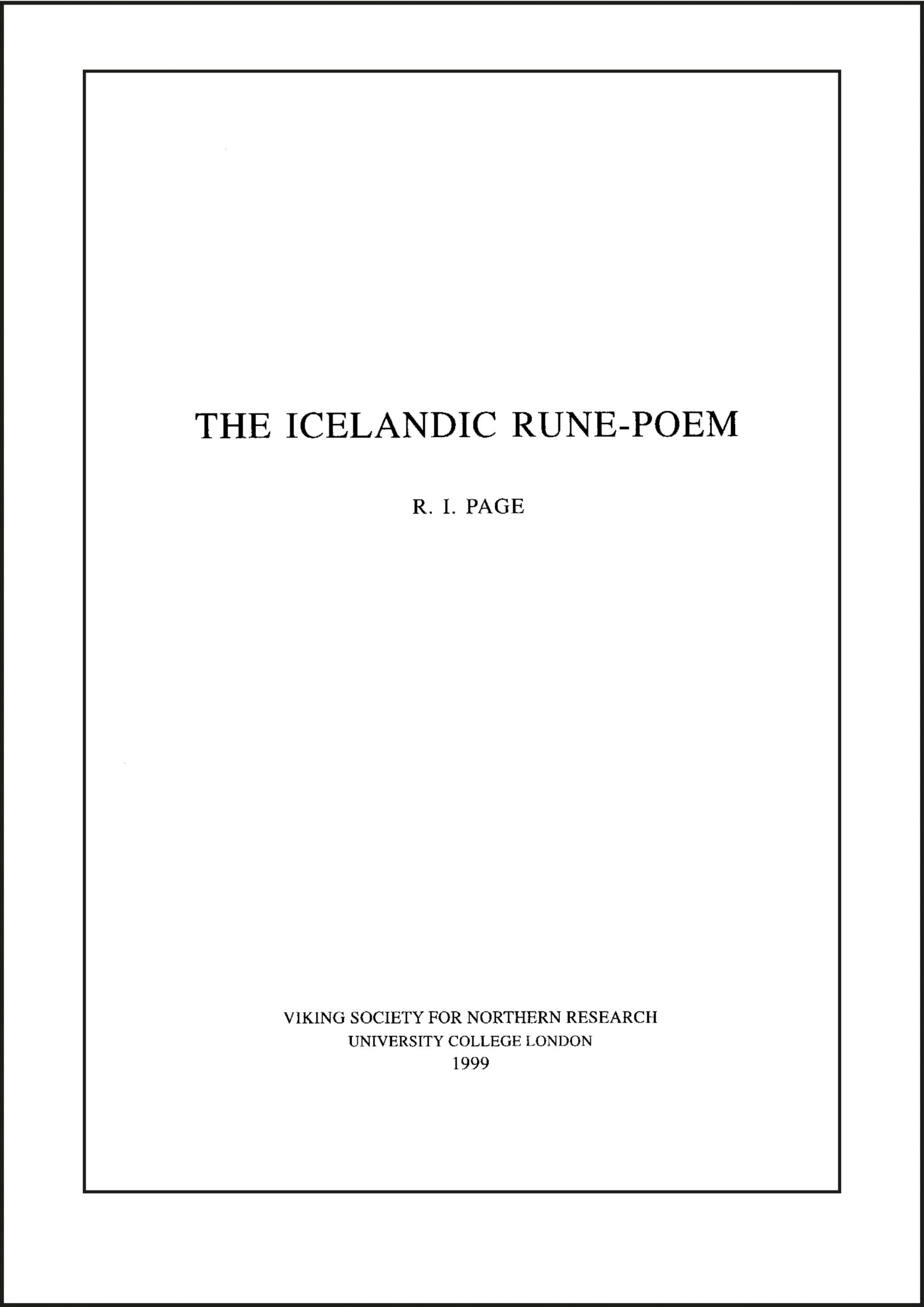 The Icelandic Rune-Poem - Viking Society for Northern Research